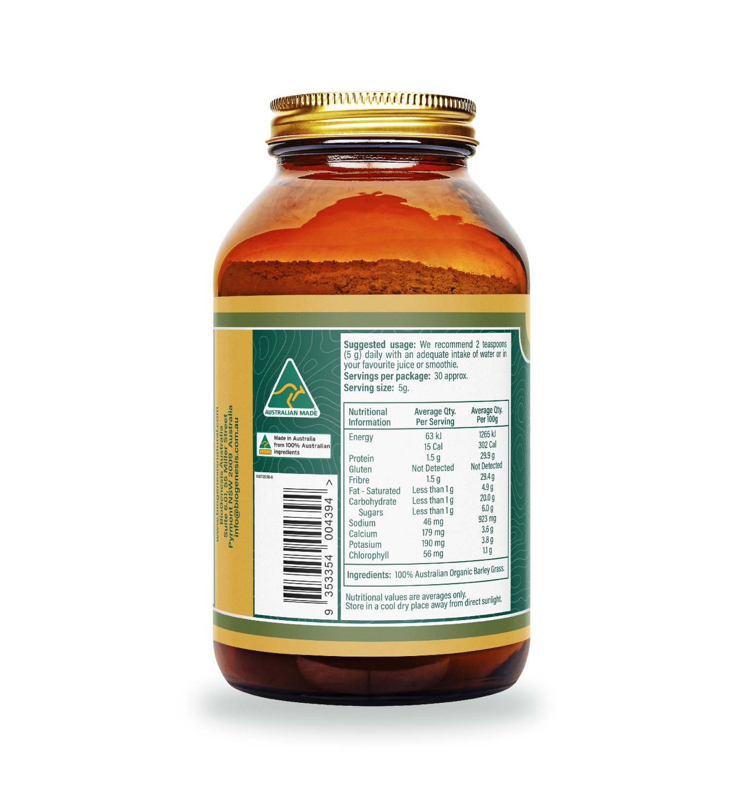 Australian Organic Barley Grass Powder, 150g – BioGenesis