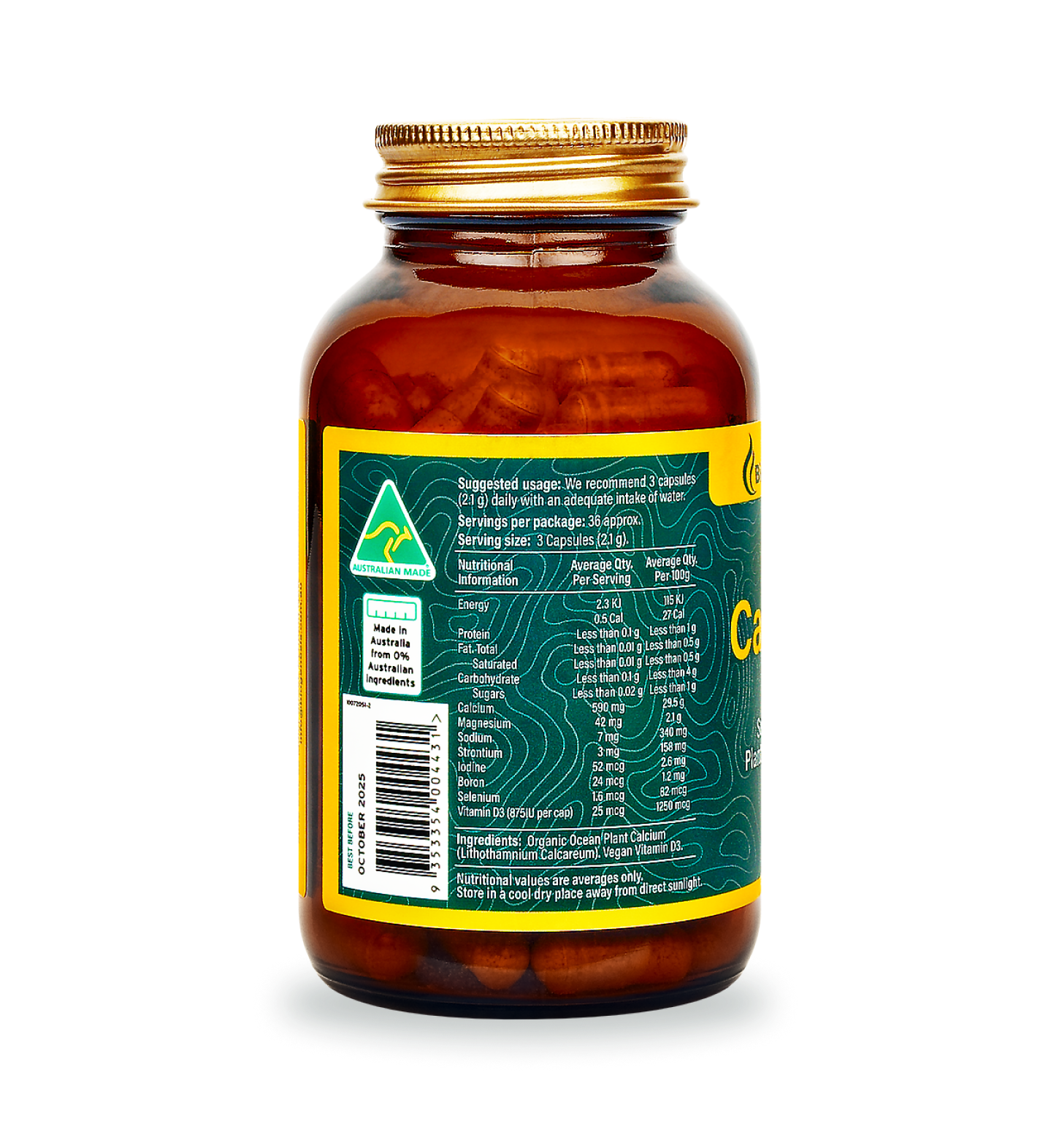 Organic Ocean Plant Calcium + D3 Capsules, 110 & 220 – BioGenesis